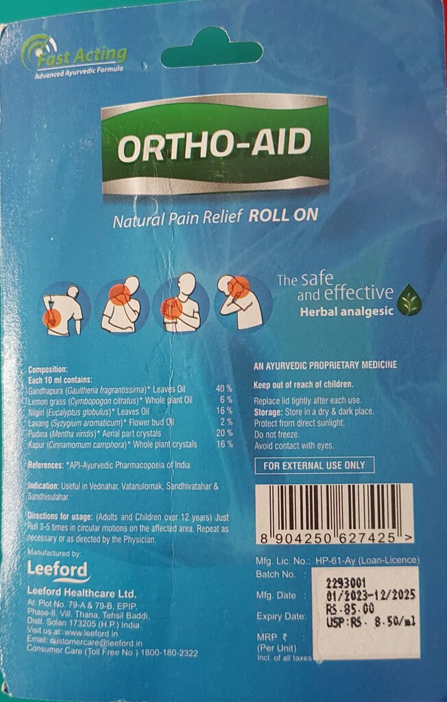 Ortho Aid RollOn 10ml - My Generic Meds